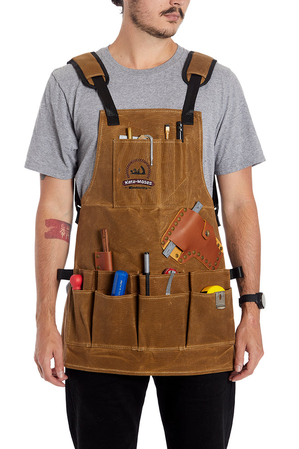 The Katz-Moses Unisex 20 oz Waxed Canvas Woodworking Tool Apron (XS/SM